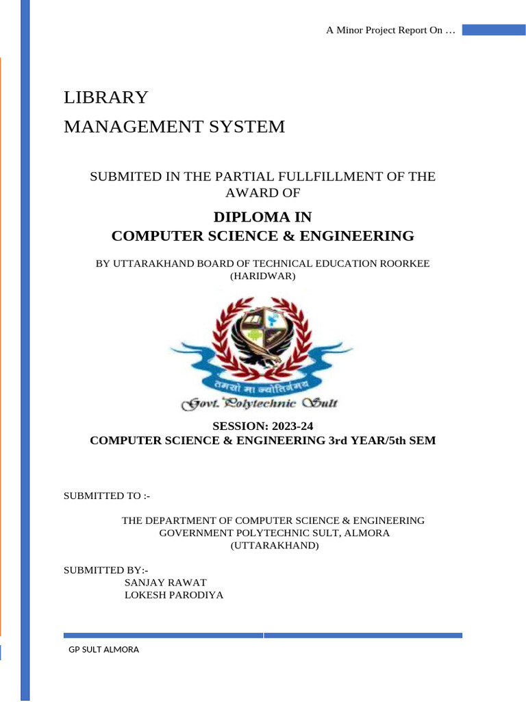 Library Management System Front Page | PDF