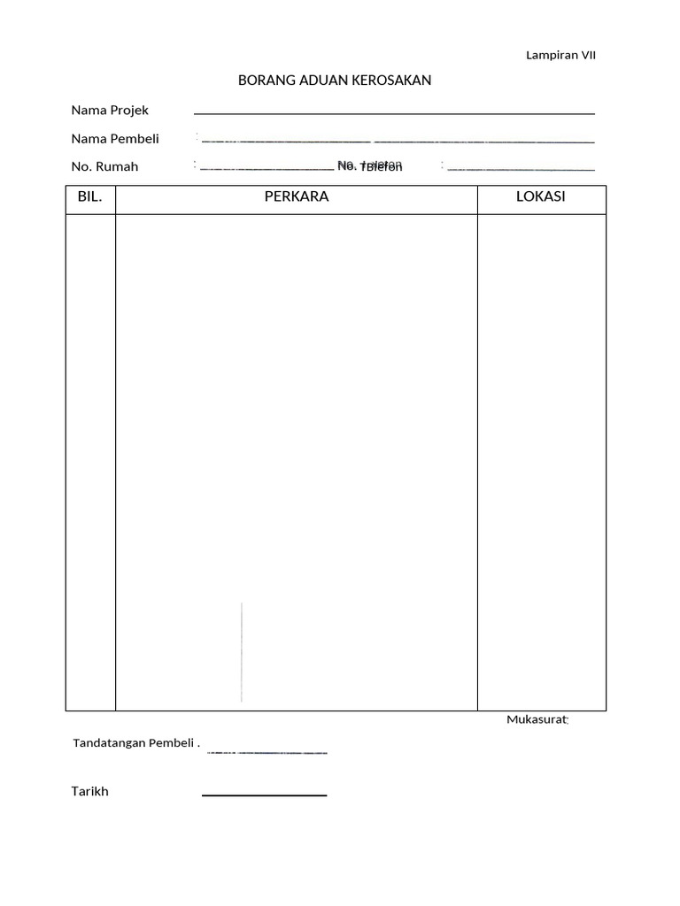 CT Borang Aduan Kerosakan | PDF