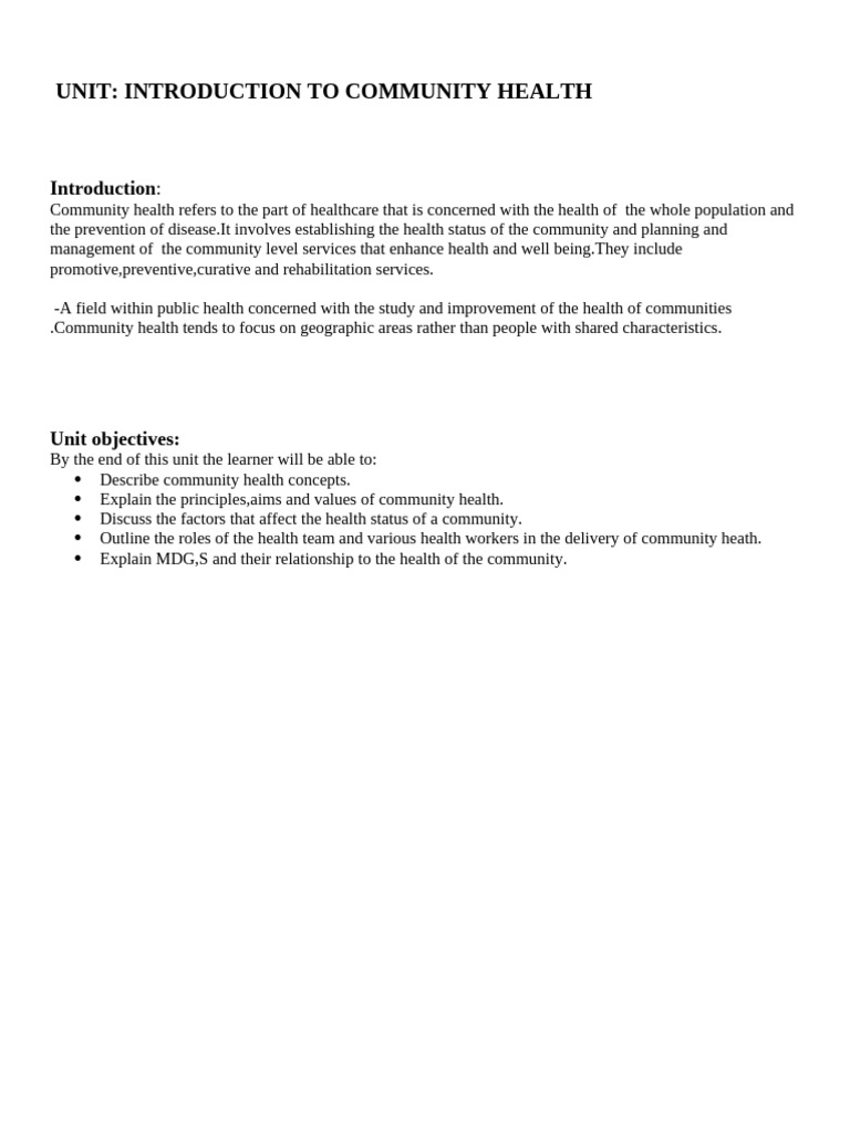 Introduction To Community Health Module | PDF | Sanitation | Drinking Water