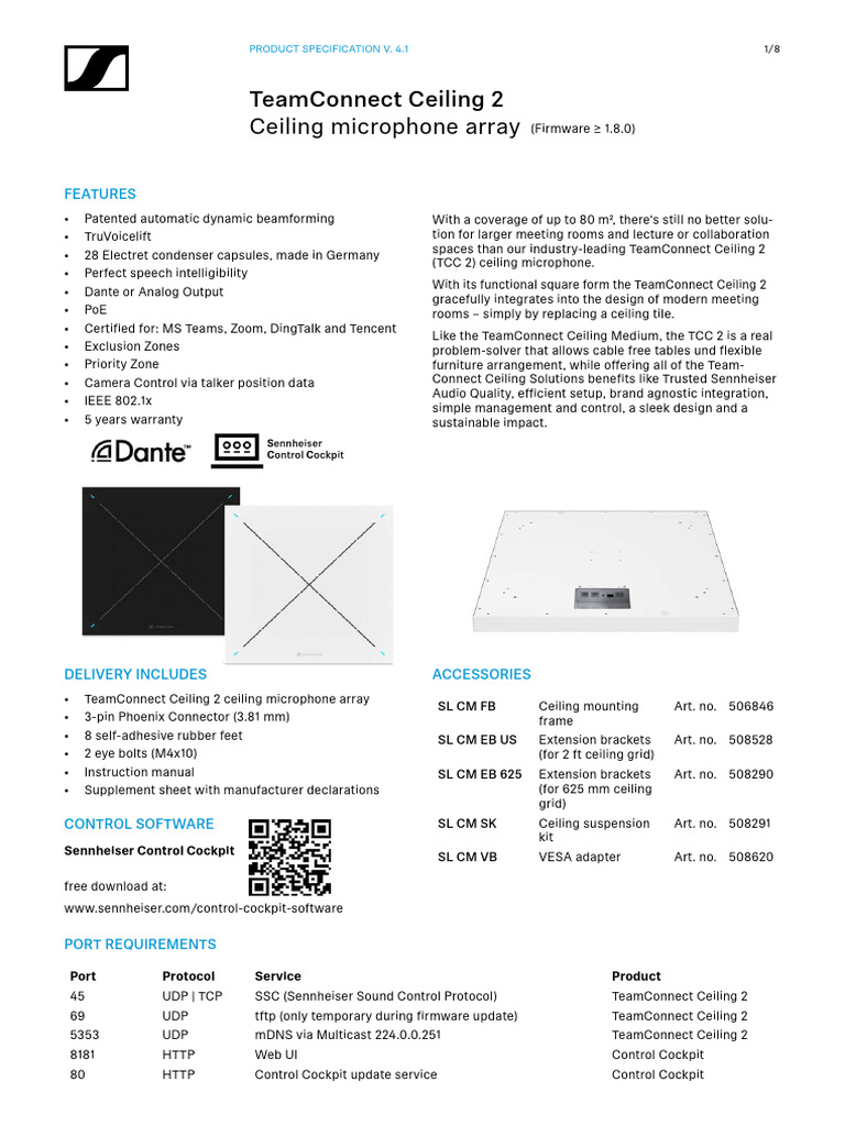 TeamConnect Ceiling 2 Specification v.4.1 EN | PDF