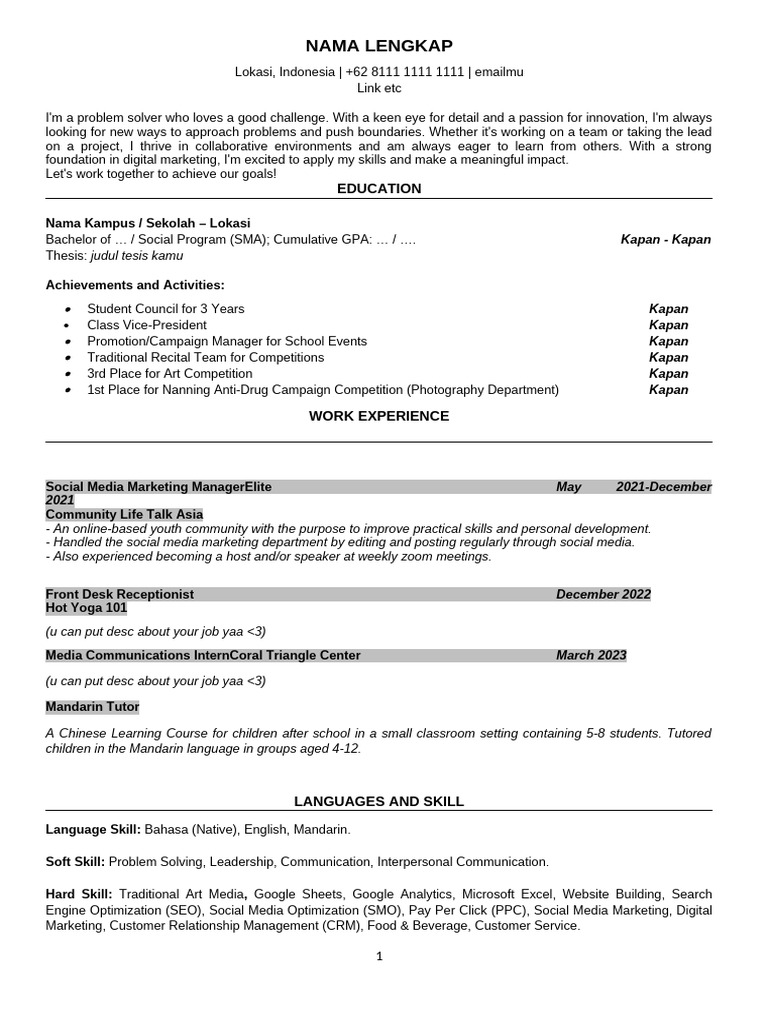 Curriculum Vitae (CV) | PDF