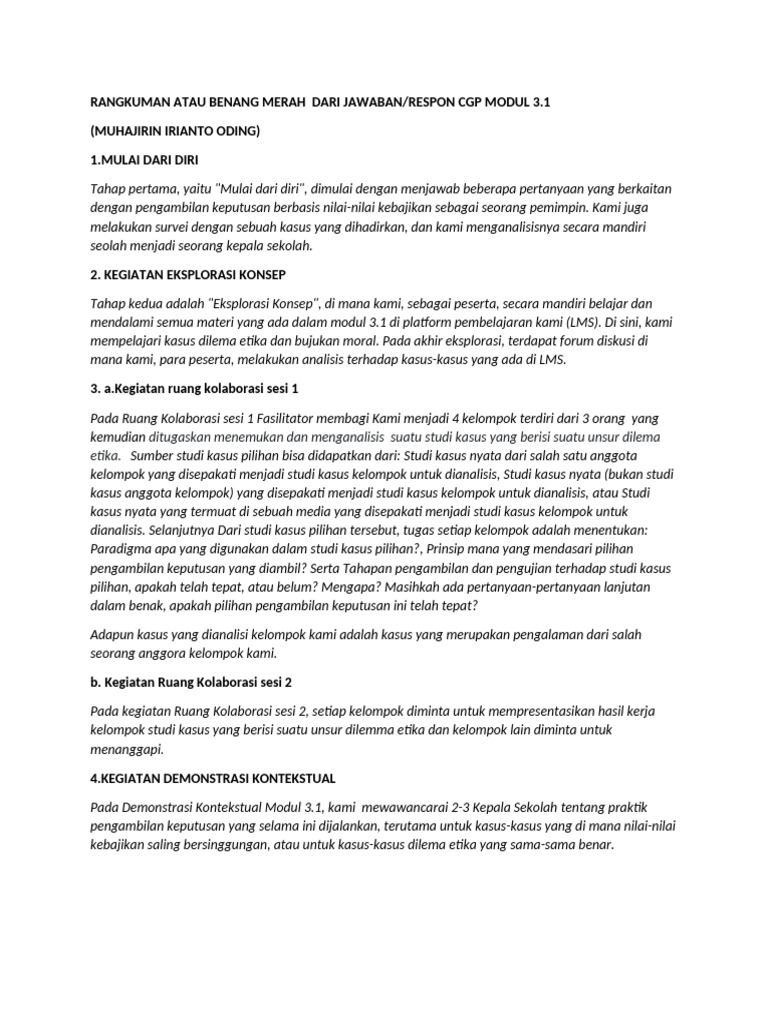 Alur Merdeka Modul 3.1 - Muhajirin | PDF