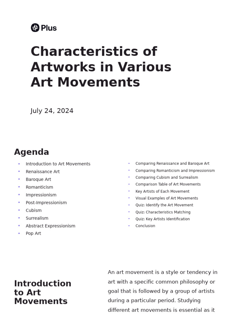 ARTS10 Q1 7 WK3-5 Characteristics of Artworks in Various Art Movements ...