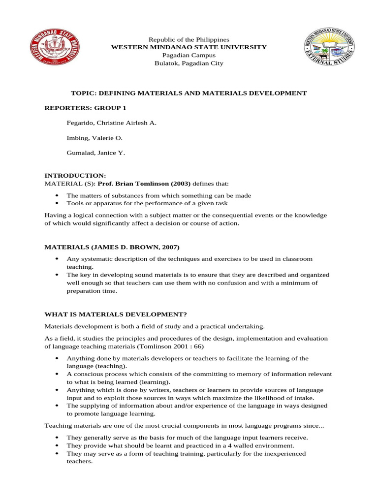 Language Materials Development Overview | PDF | Learning | Science ...
