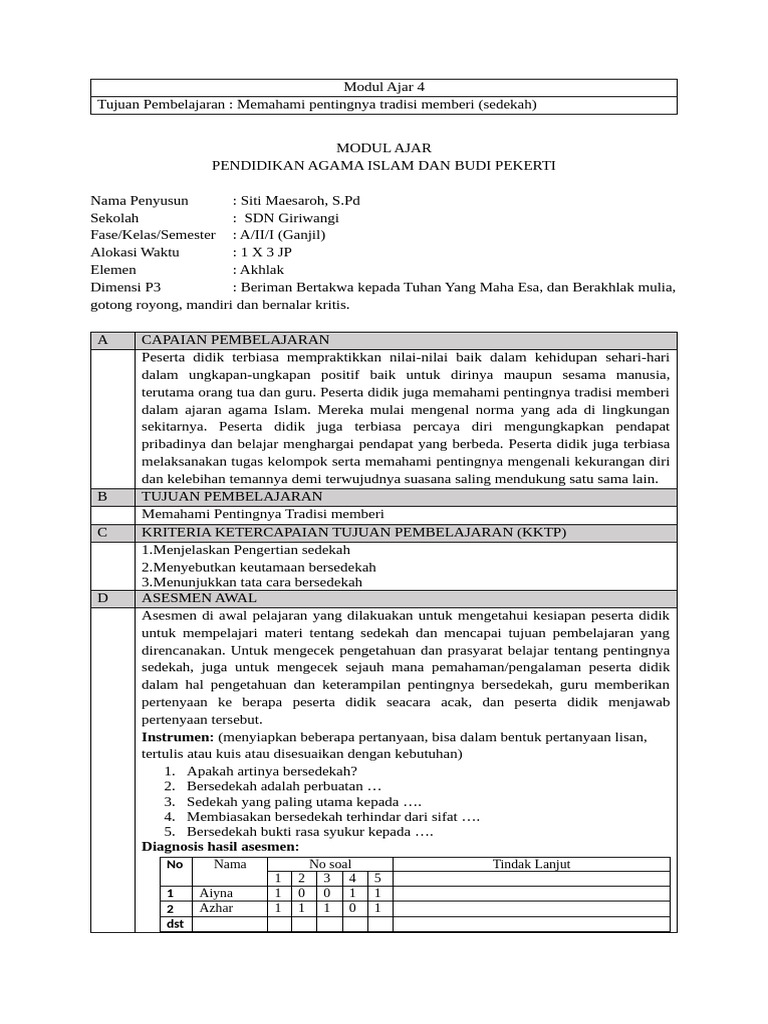 Modul Ajar 4 Kelas 2 Semester 1 | PDF