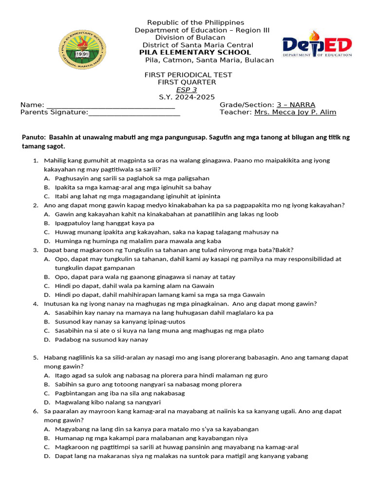 First Periodical Test | PDF