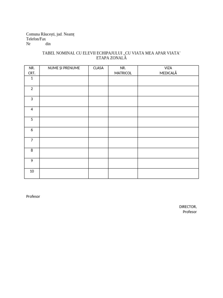 Tabel Prietenii Pompierilor | PDF