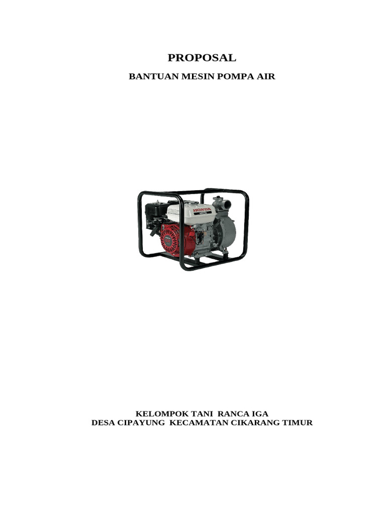 Proposal Pompa Air Ranca Iga | PDF