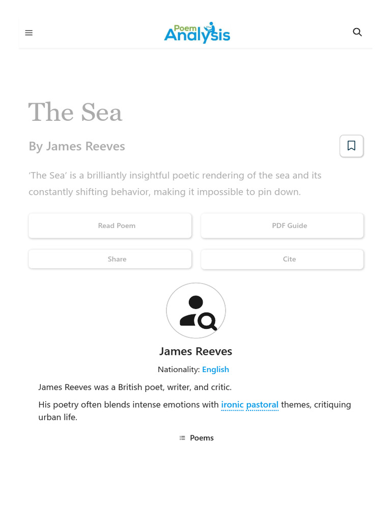The Sea by James Reeves - Poem Analysis | PDF