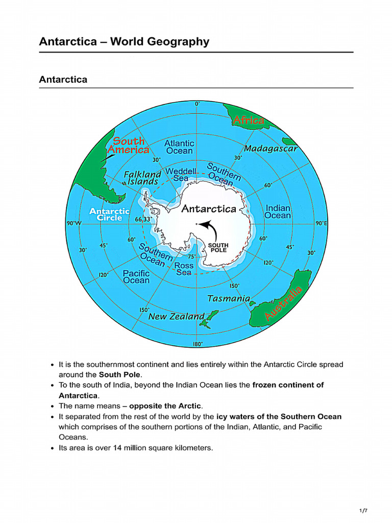 Antarctica World Geography Notes | PDF