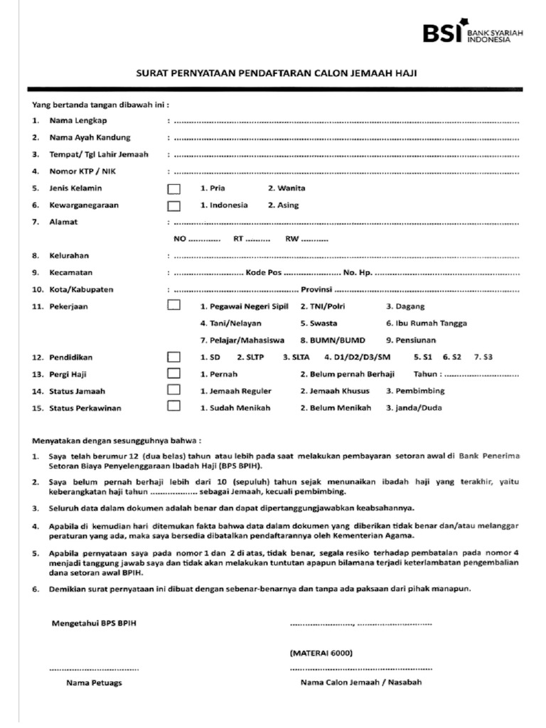 BSI Form Cetak | PDF