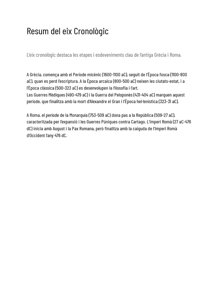 Resum Del Eix Cronològic | PDF
