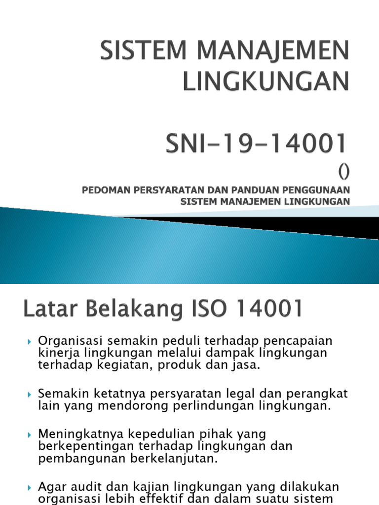 Sli Sistem Manajemen Lingkungan Iso 14001 R3 | PDF