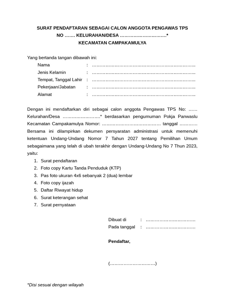 Surat Pendaftaran | PDF