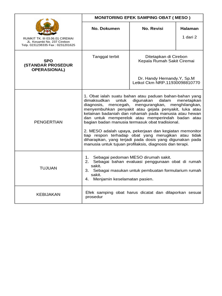SOP MESO 28 Peb BLM | PDF