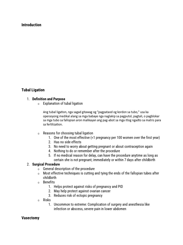 Tubal Ligation and Vasectomy | PDF