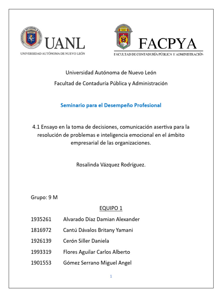 Ev4.1 Ensayo - Equipo 1 - Seminario | PDF