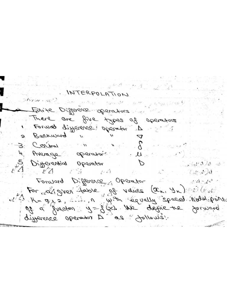 Finite Difference Operators and Interpolation | PDF