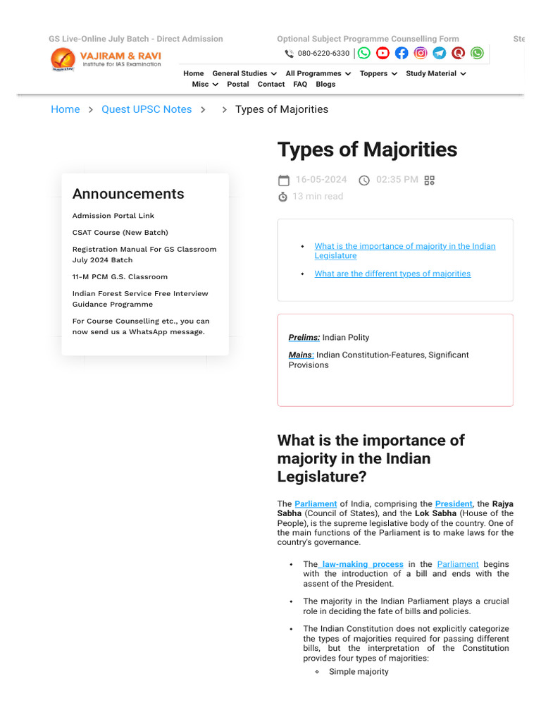 Types of Majorities | PDF