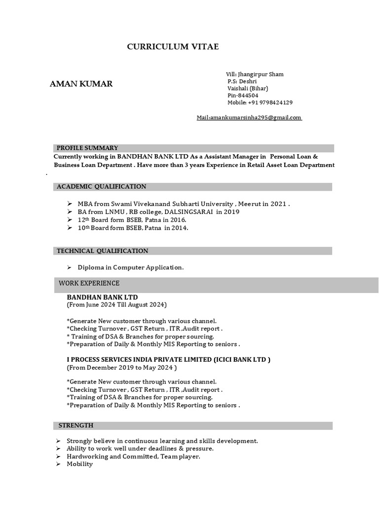 Aman Sinha Resume 2024 | PDF