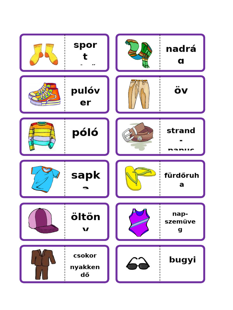 Clothes Domino Flashcards - 78917 | PDF