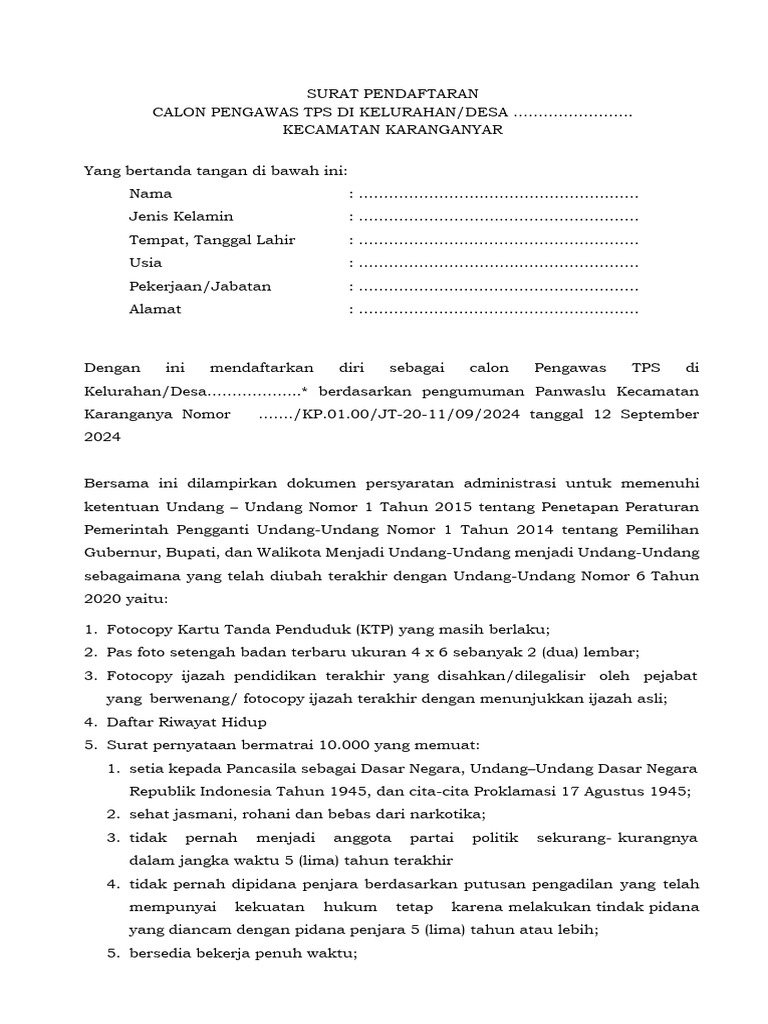 Form Pendaftaran Ptps | PDF