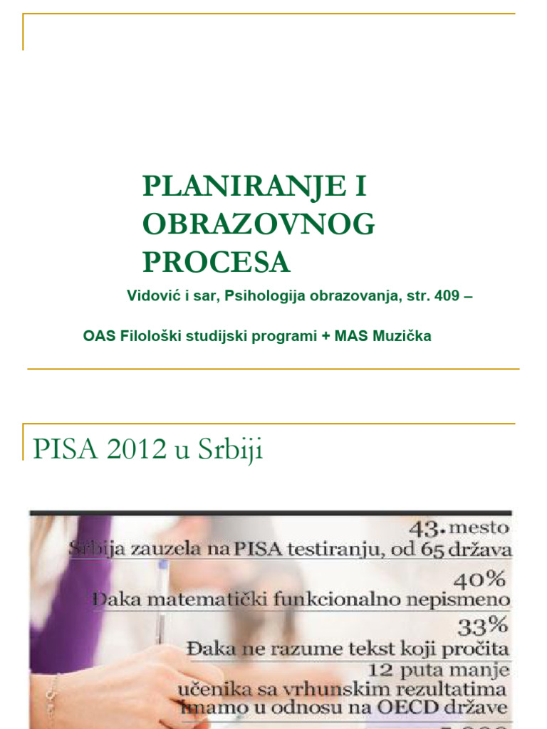 Planiranje Nastave, Blumova Taksonomija, Ispitivanje Znanja | PDF