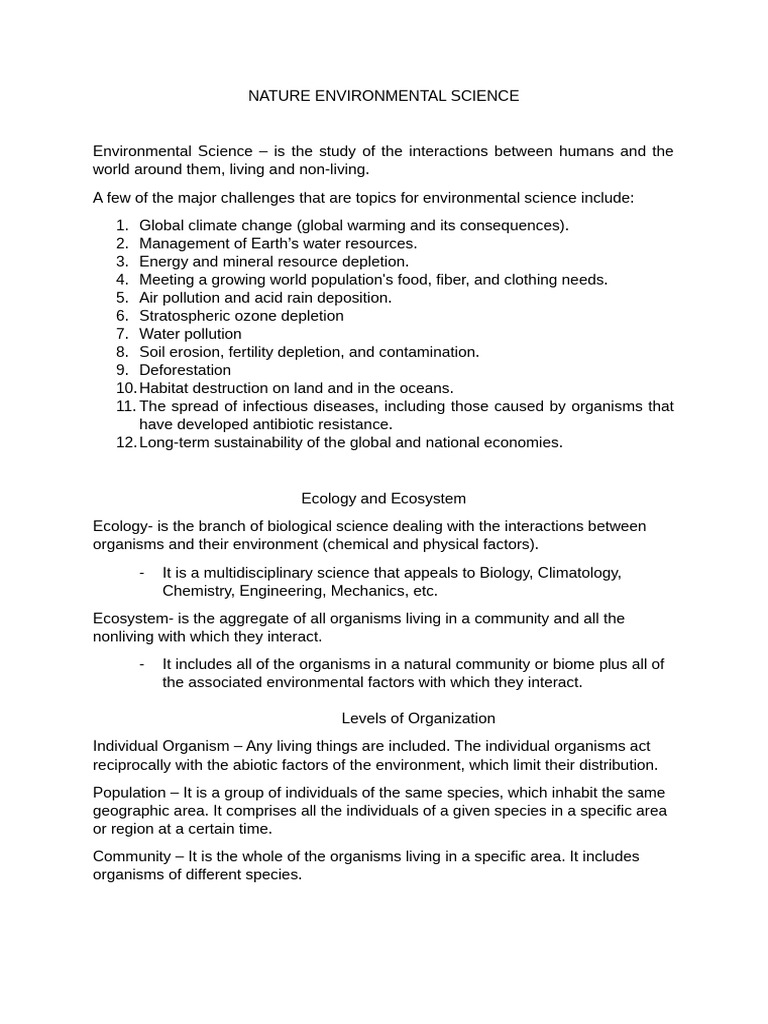 C1 Nature Environmental Science | PDF | Natural Environment | Ecosystem