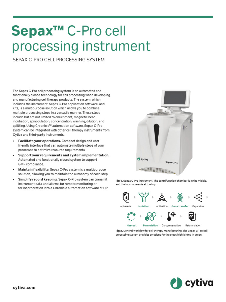 Sepax C Pro Cell Processing System Data File CY11708 16aug23 DF | PDF
