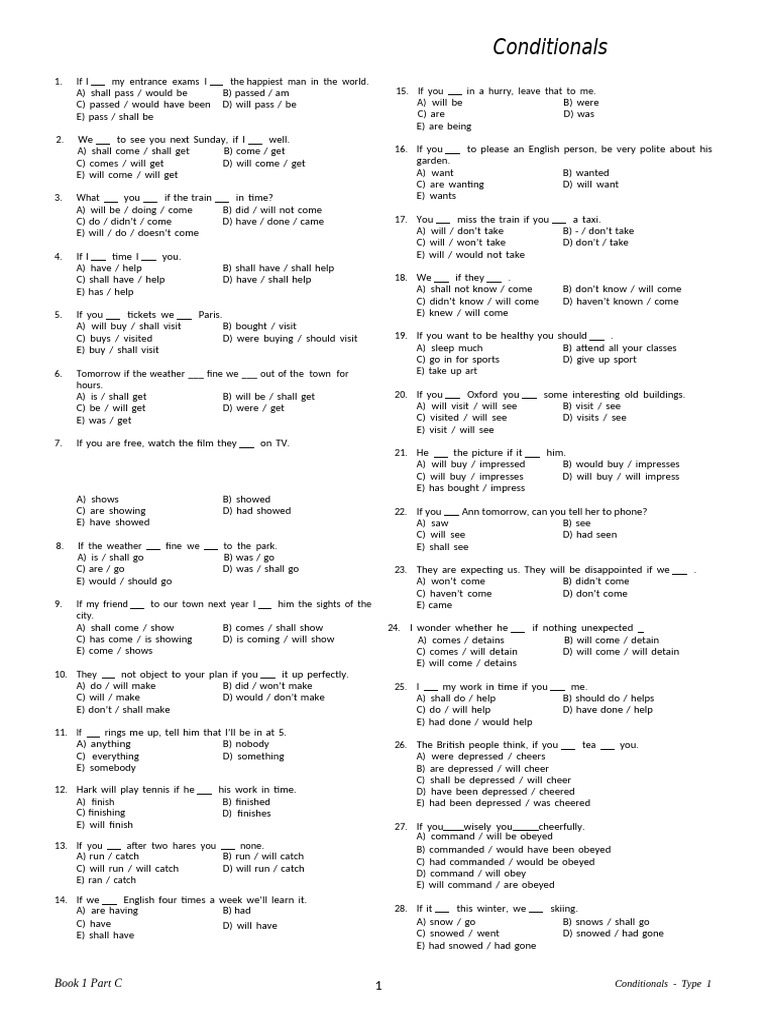 Conditionals Test and Answers | PDF