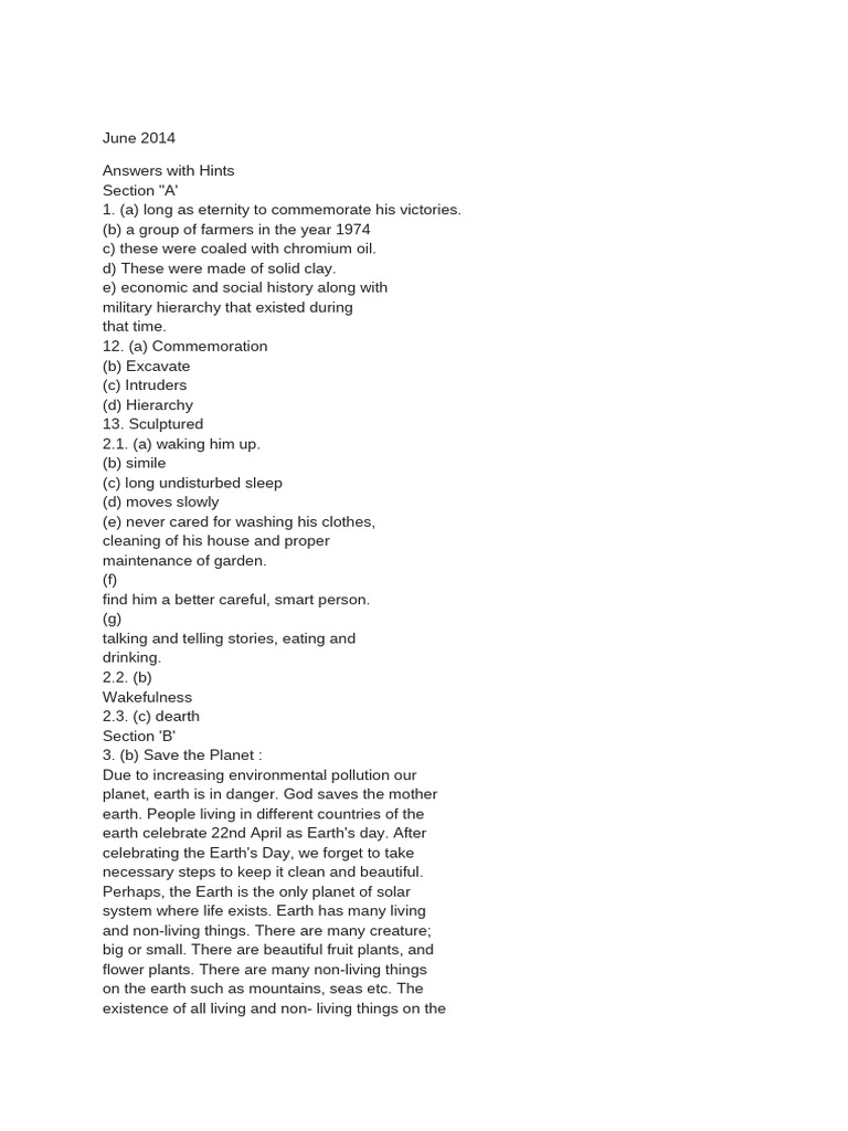 June 2014 Ans Key | PDF