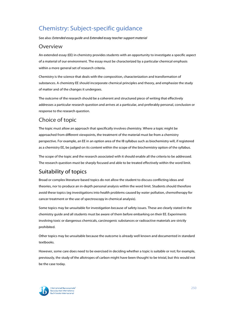 EE - Chemistry Subject-Specific Guide | PDF
