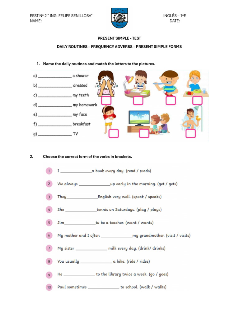 Present Simple Test | PDF