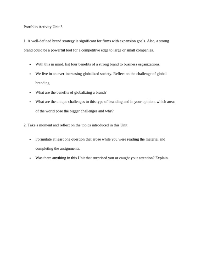 Portfolio Activity Unit 3 | PDF