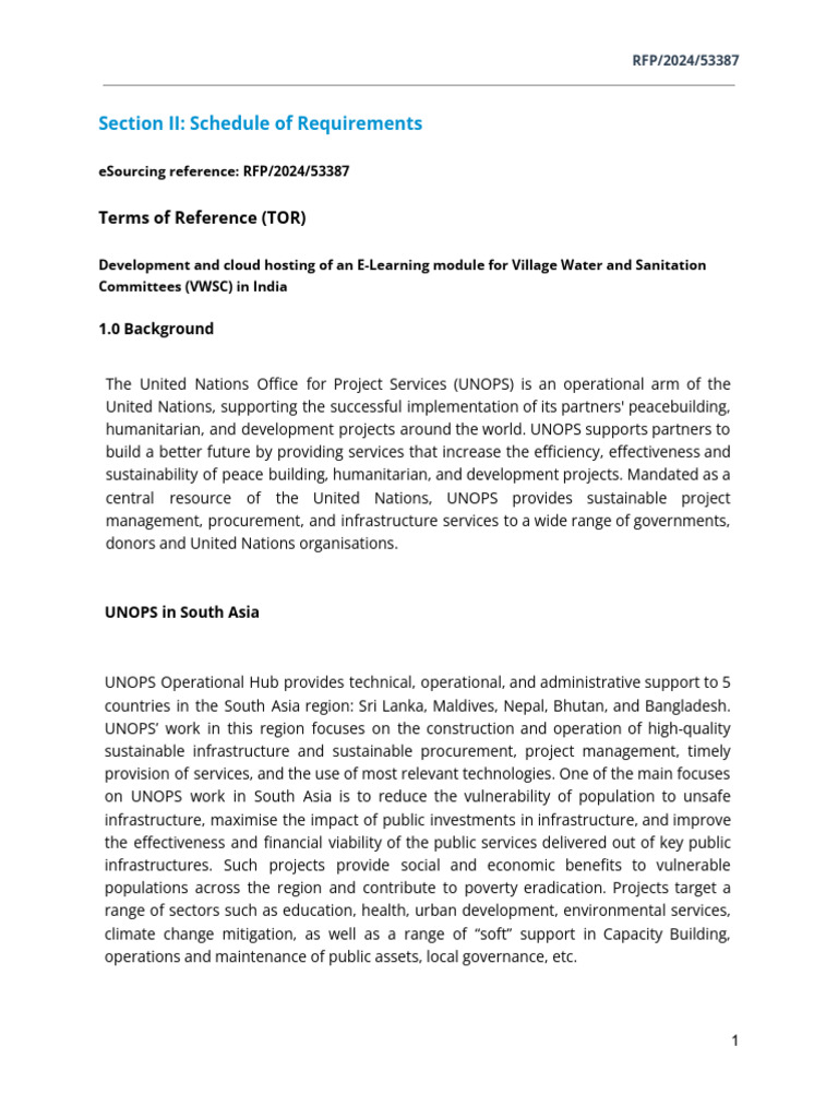 RFP - Section - II - Schedule of Requirements | PDF