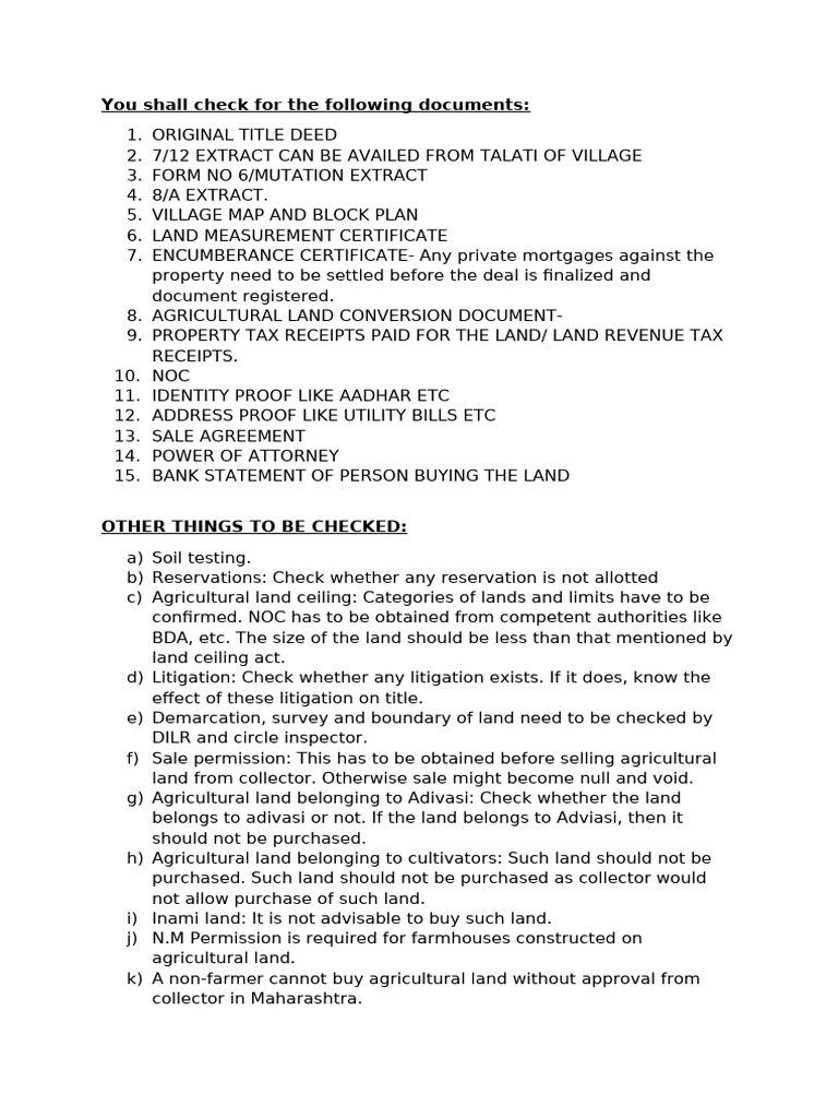 Agricultural Land Documents | PDF