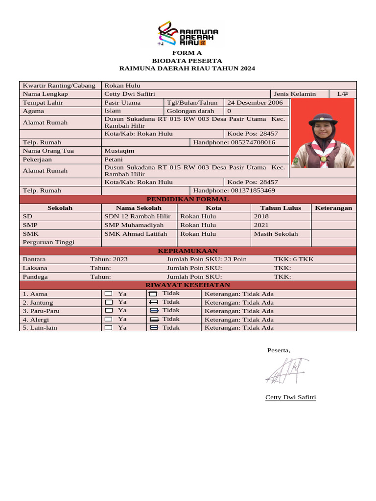 Biodata Cetty Dwi Safitri | PDF