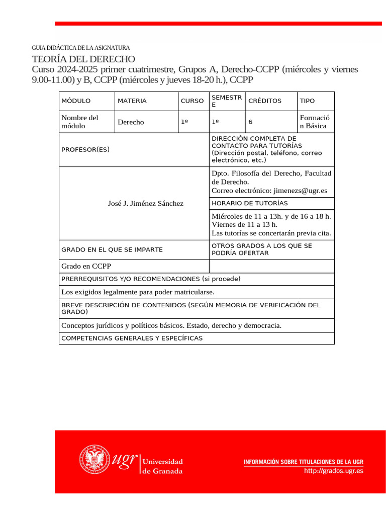 Gui - A Dida - Ctica Teori - A Del Derecho, CCPP-Derecho, Primer Cuatrimestre 24-25 | PDF