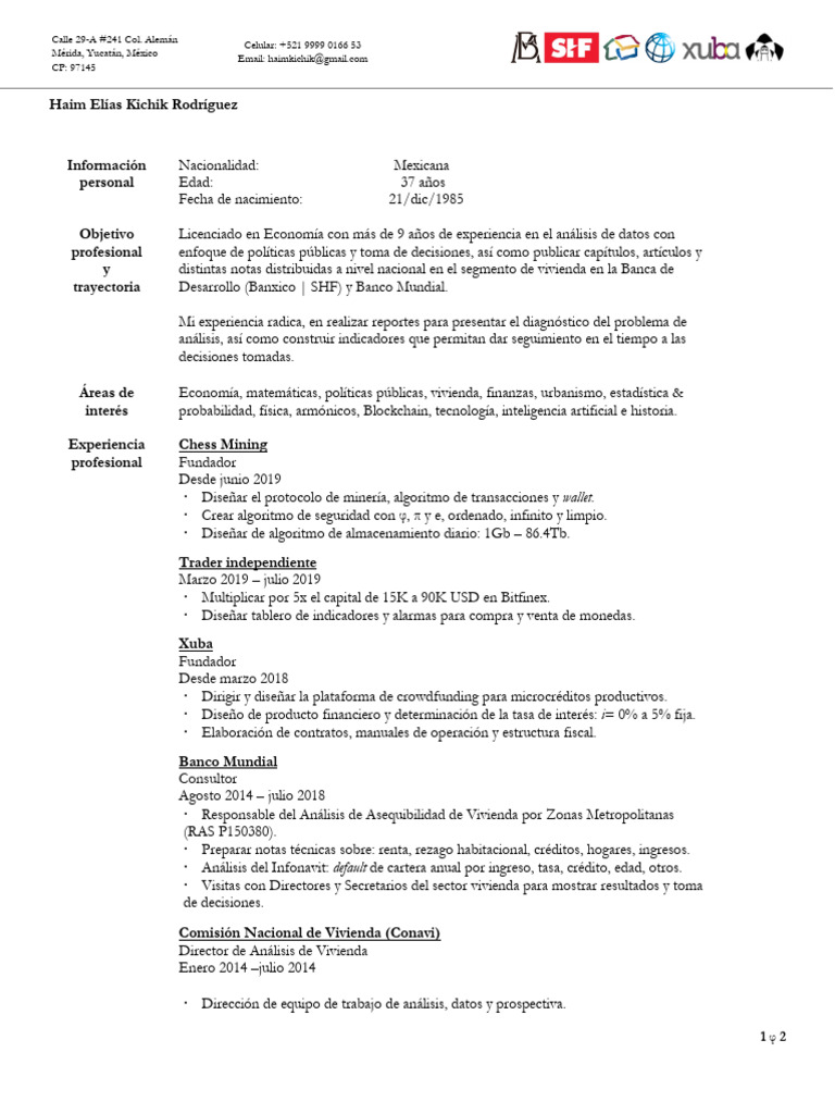 CV 2023 Haim Elías Kichik Rodríguez ESP | PDF