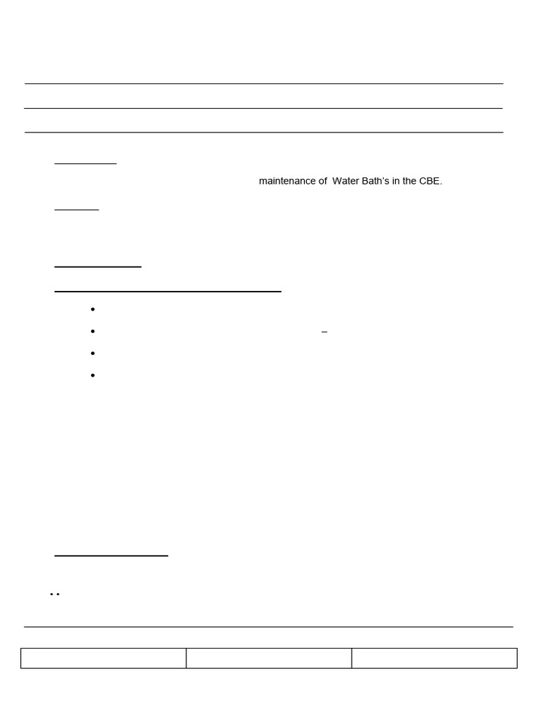 SOP020 Use and Maintenance of Water Baths | PDF