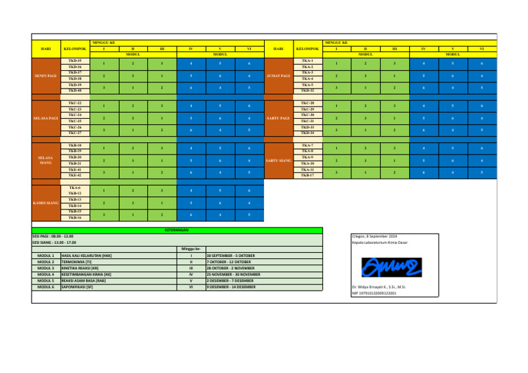Rev Jadwal Praktikum Teknik Kimia | PDF Rev Jadwal Praktikum Teknik Kimia | PDF