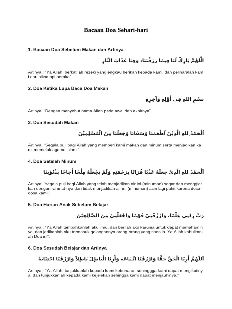 Bacaan Doa Sehari-Hari | PDF