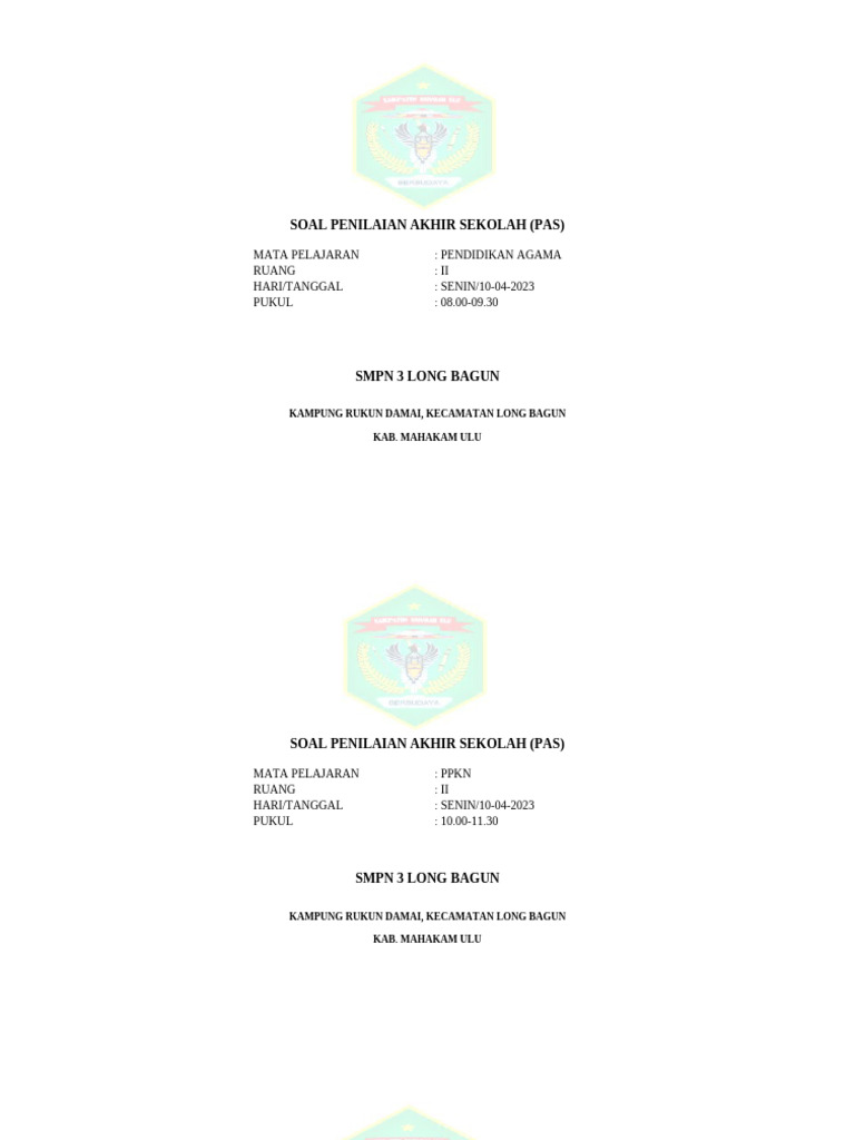 Sampul Amplop Soal Pas R2 | PDF