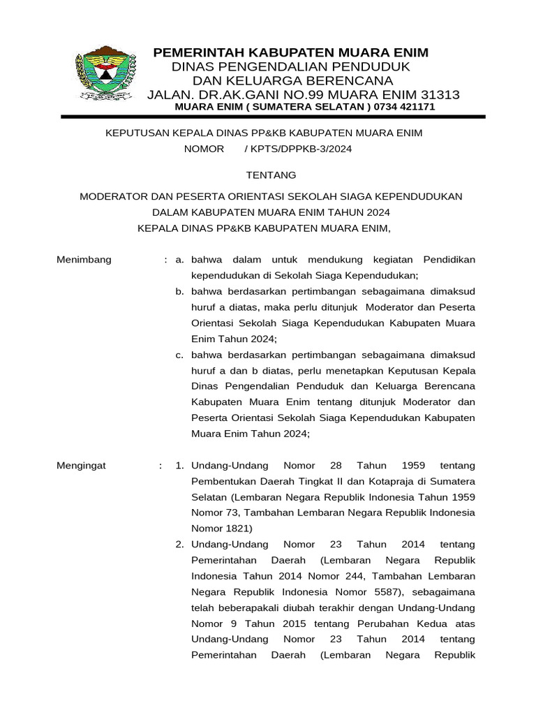 SK Moderator Dan Peserta SSK | PDF