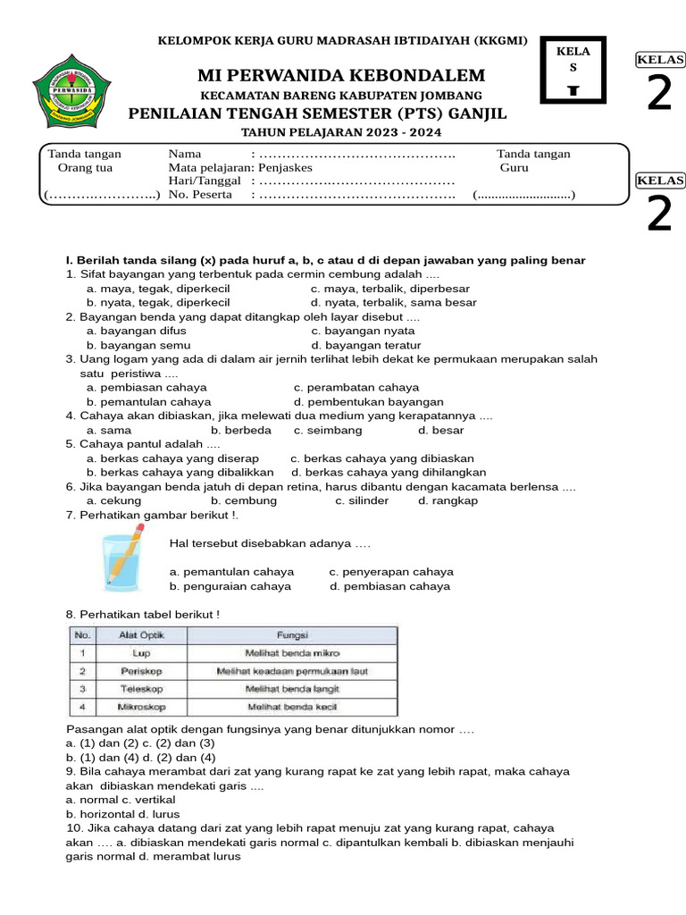 Soal PTS - STS IPAS Kelas 5 Semester 1 Kurikulum Merdeka T.A 2023-2024 | PDF