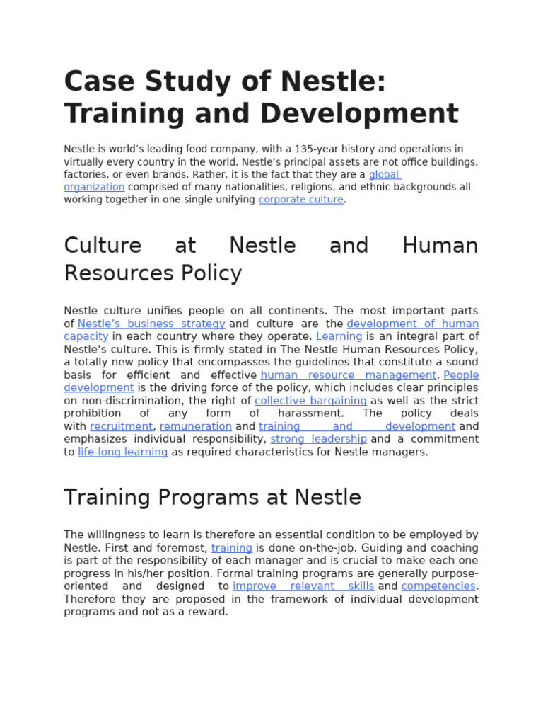 Case Study On Training Methods-Nestle | PDF