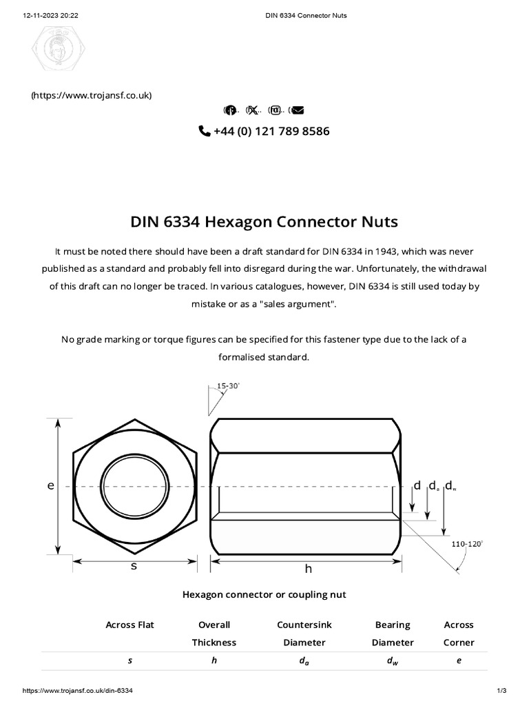 DIN 6334 - Withdrawn (1943 Edition) | PDF
