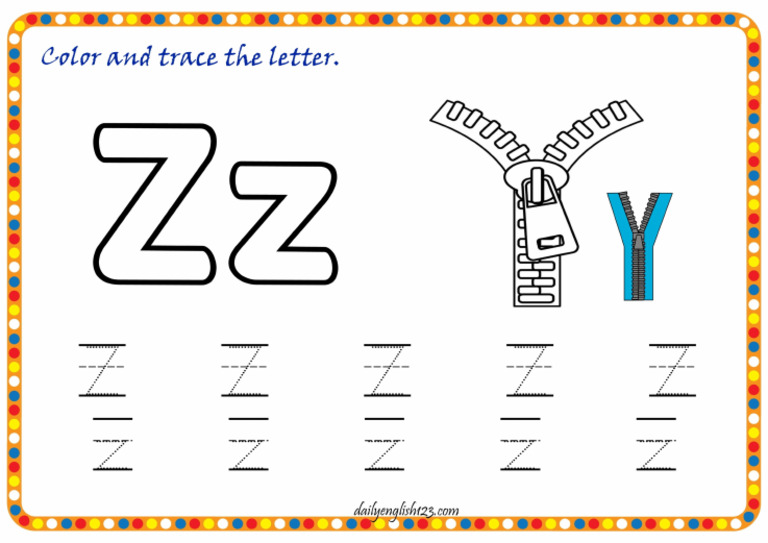 Alphabet Trace Color - Z | PDF