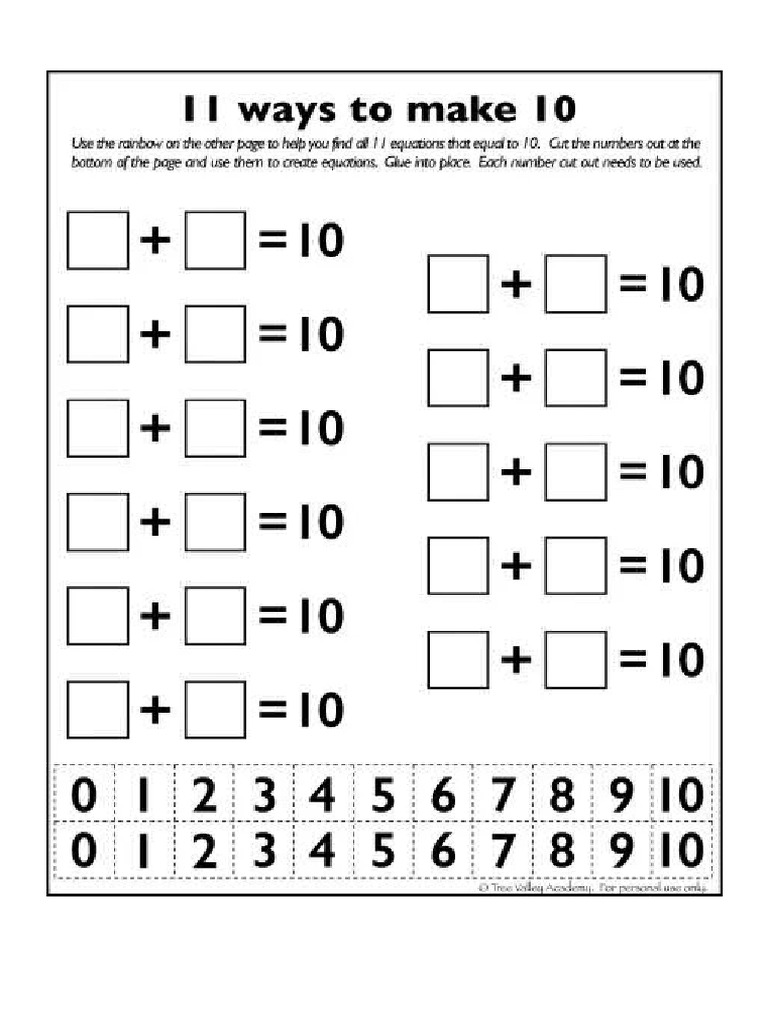 Ways To Make 10 (Cut&paste) | PDF