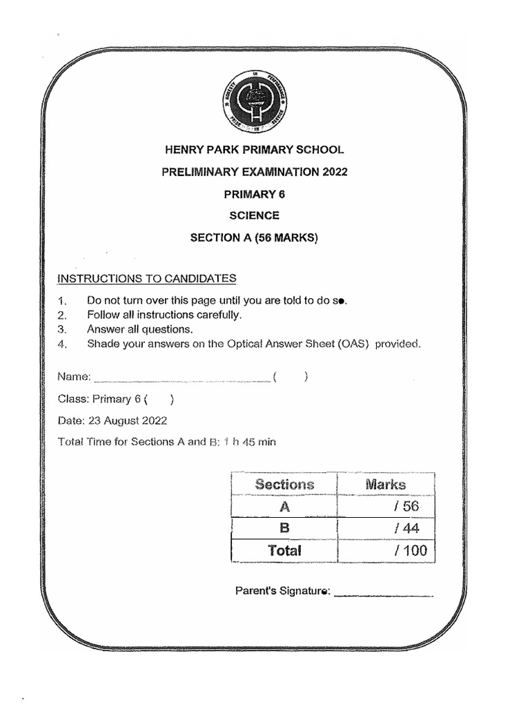 2022 P6 Science Henry Park | PDF